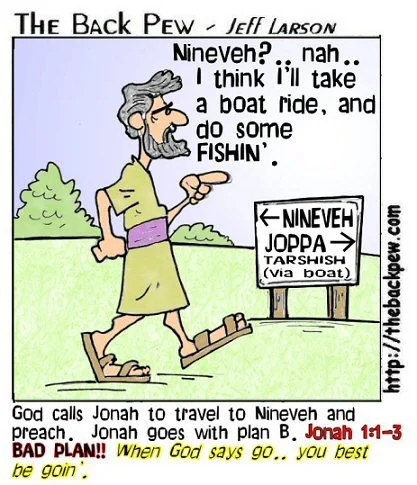 JONAH CARTOONS - Nineveh, & 3 days in a big fish — The Back Pew