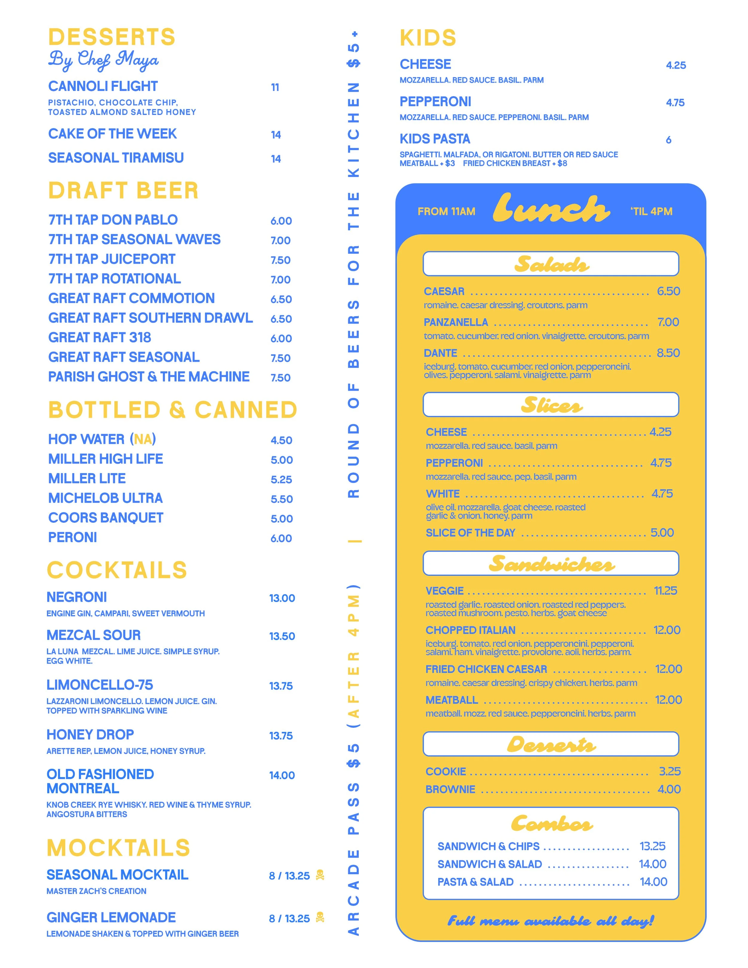 Menu — Saint Laurent Pizza