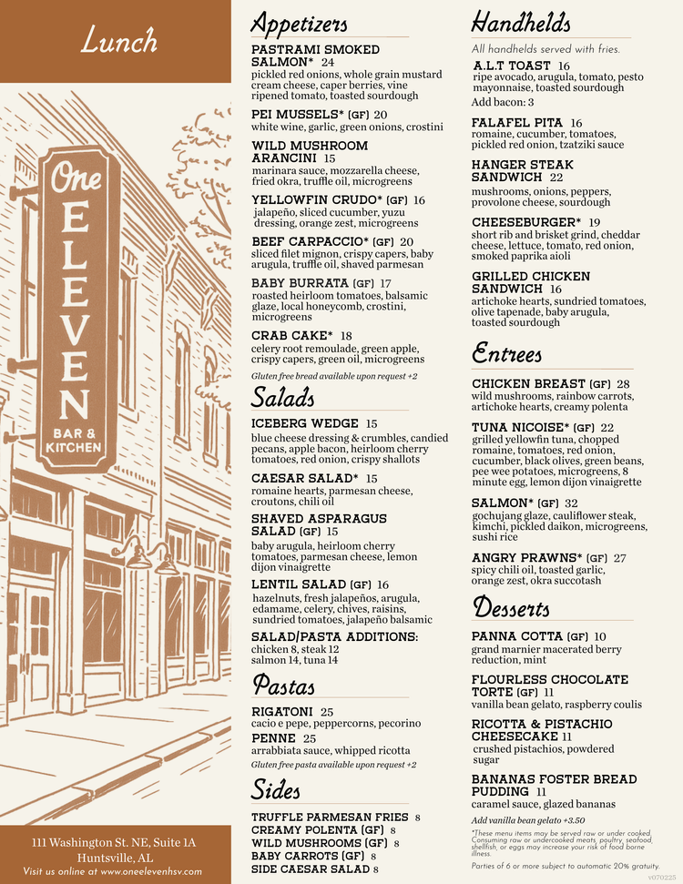 Menu — One Eleven