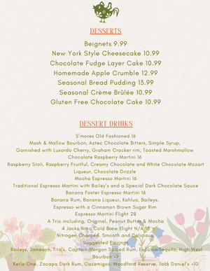 Seasonal Menu — Greenhouse Tavern