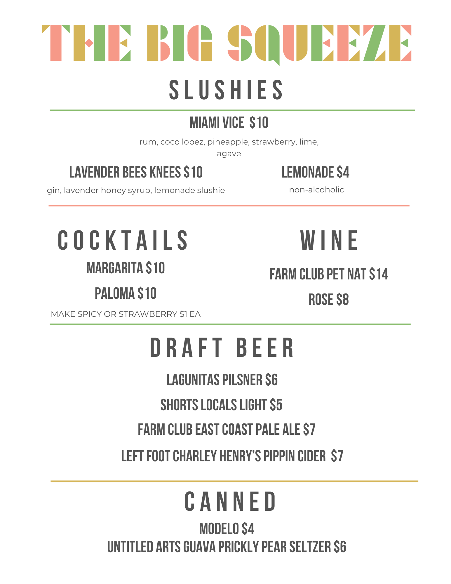 The Big Squeeze | Frozen Cocktails & Fresh Drinks in Traverse City ...