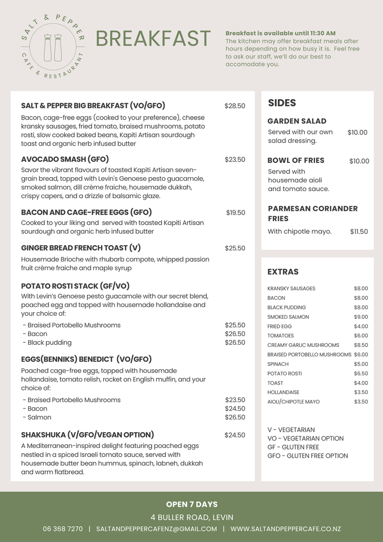 Salt & Pepper Cafe and Restaurant | Levin New Zealand Cafe & Restaurant