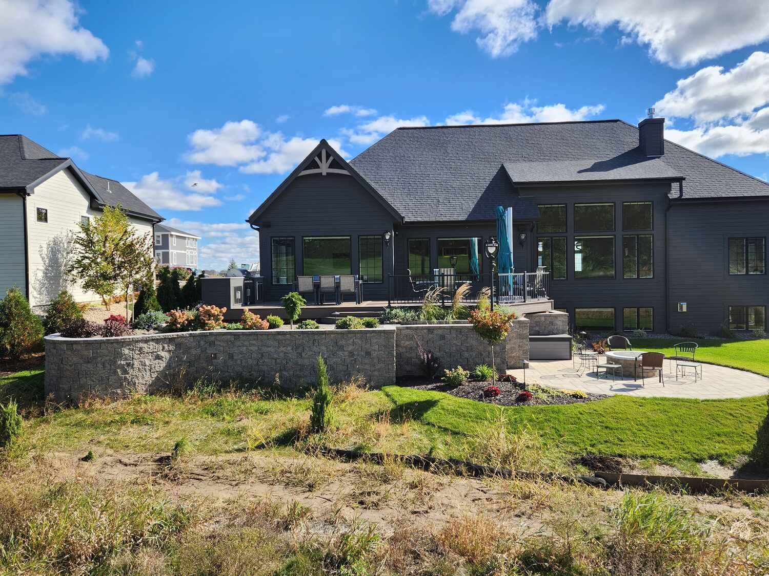 Backyard Landscape Design With Stone Path in Madison, Verona & Waunakee ...