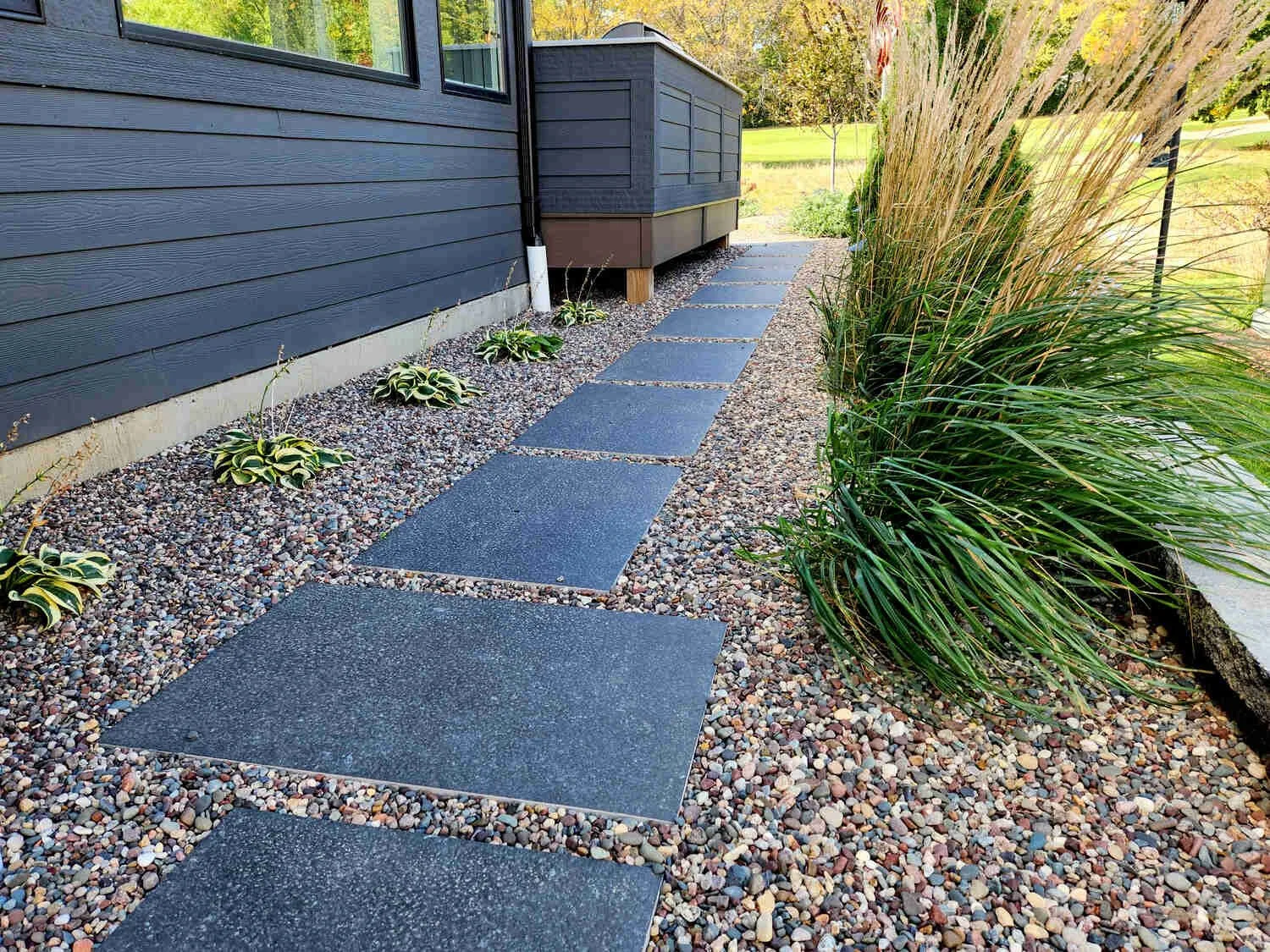 Backyard Landscape Design With Stone Path in Madison, Verona & Waunakee ...