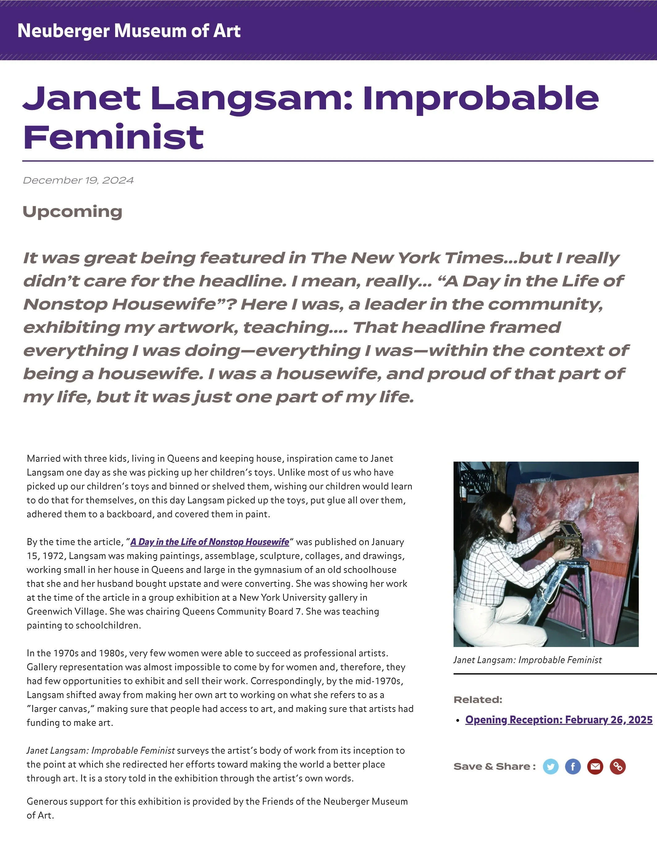 Neuberger Exhibit: An Improbable Feminist | Discover Feminist Art ...
