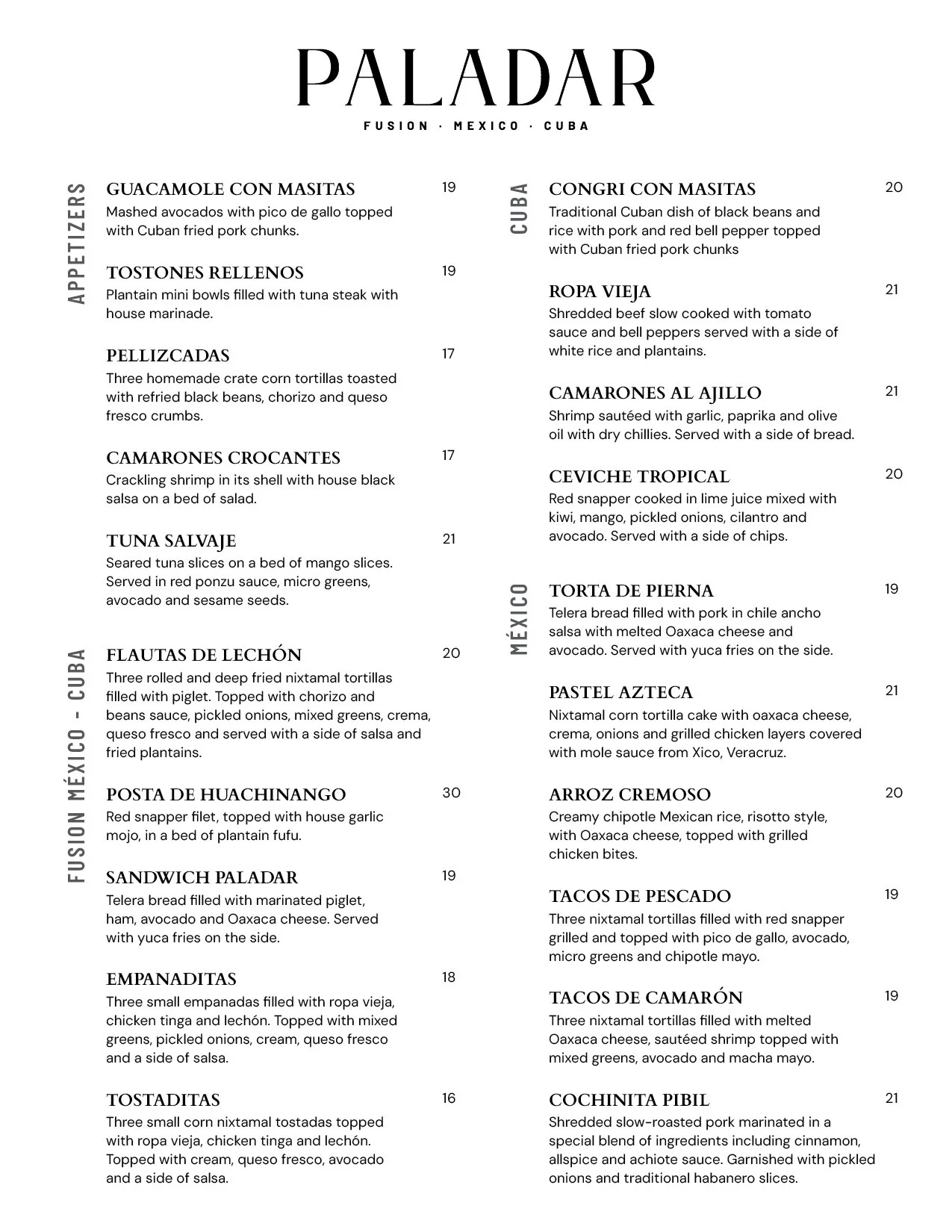 Menu — Paladar.fmc