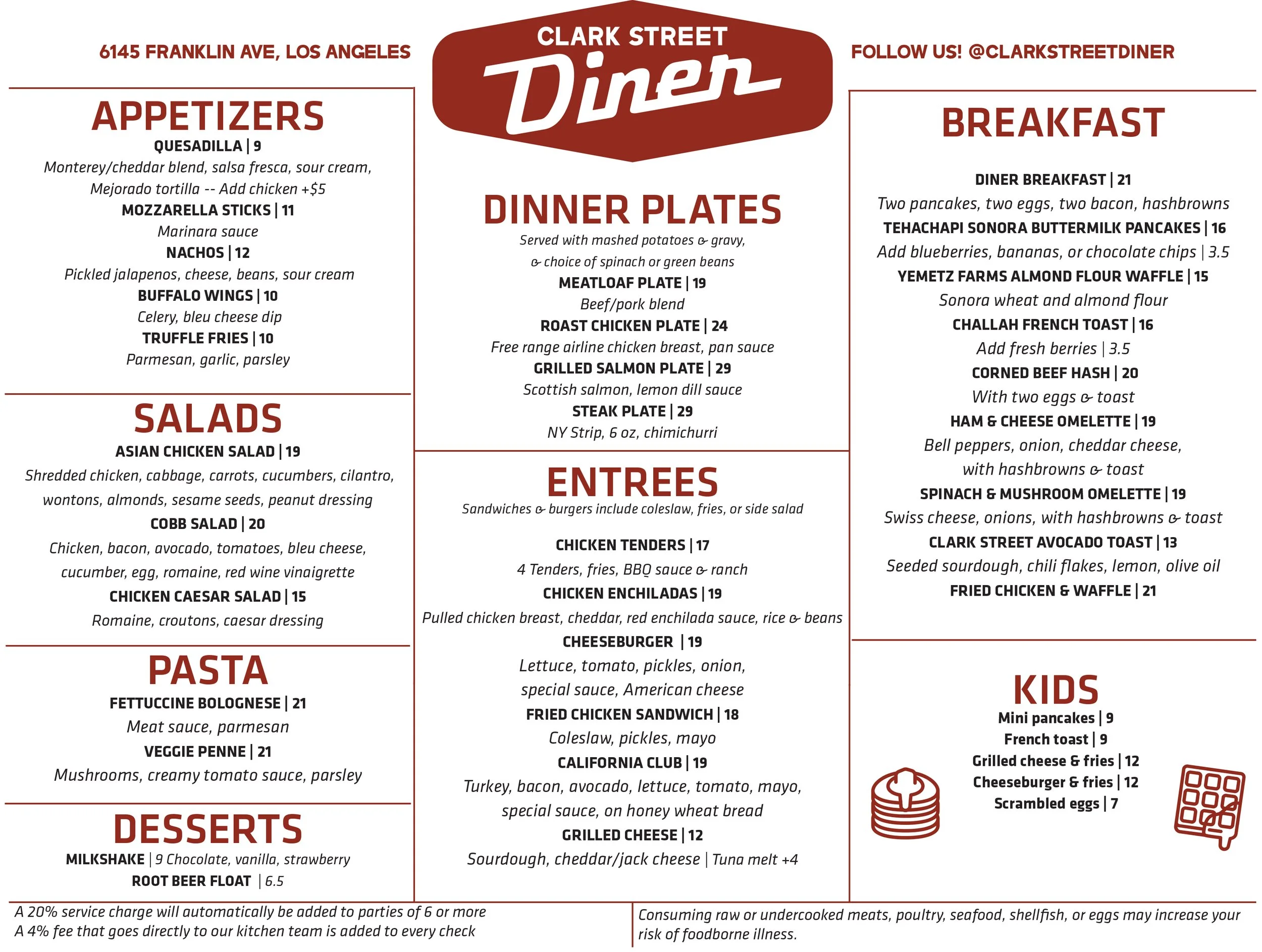 Clark Street Diner Menu | Breakfast, Lunch & Dinner Los Angeles — Clark ...