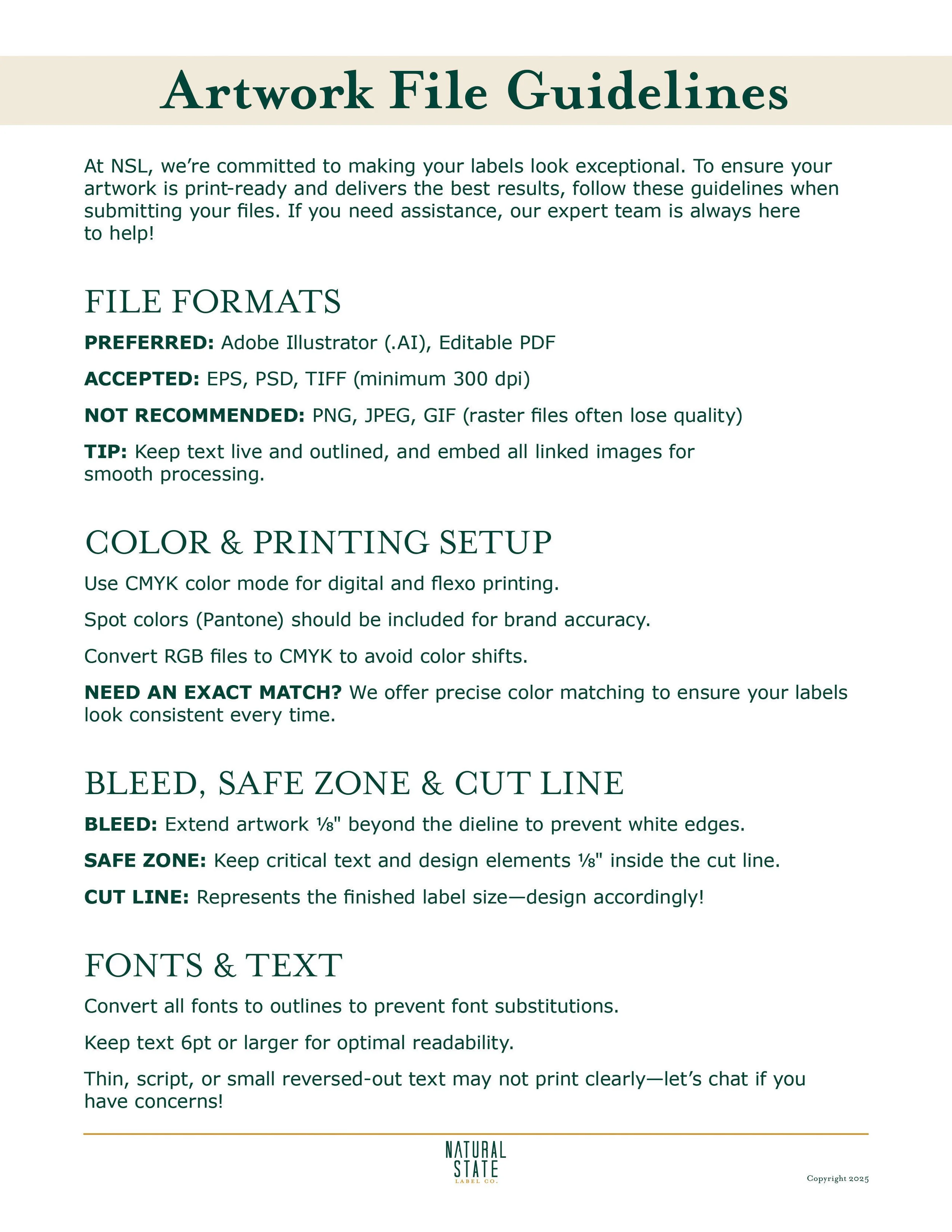 NSL Art Setup Guide — Natural State Label