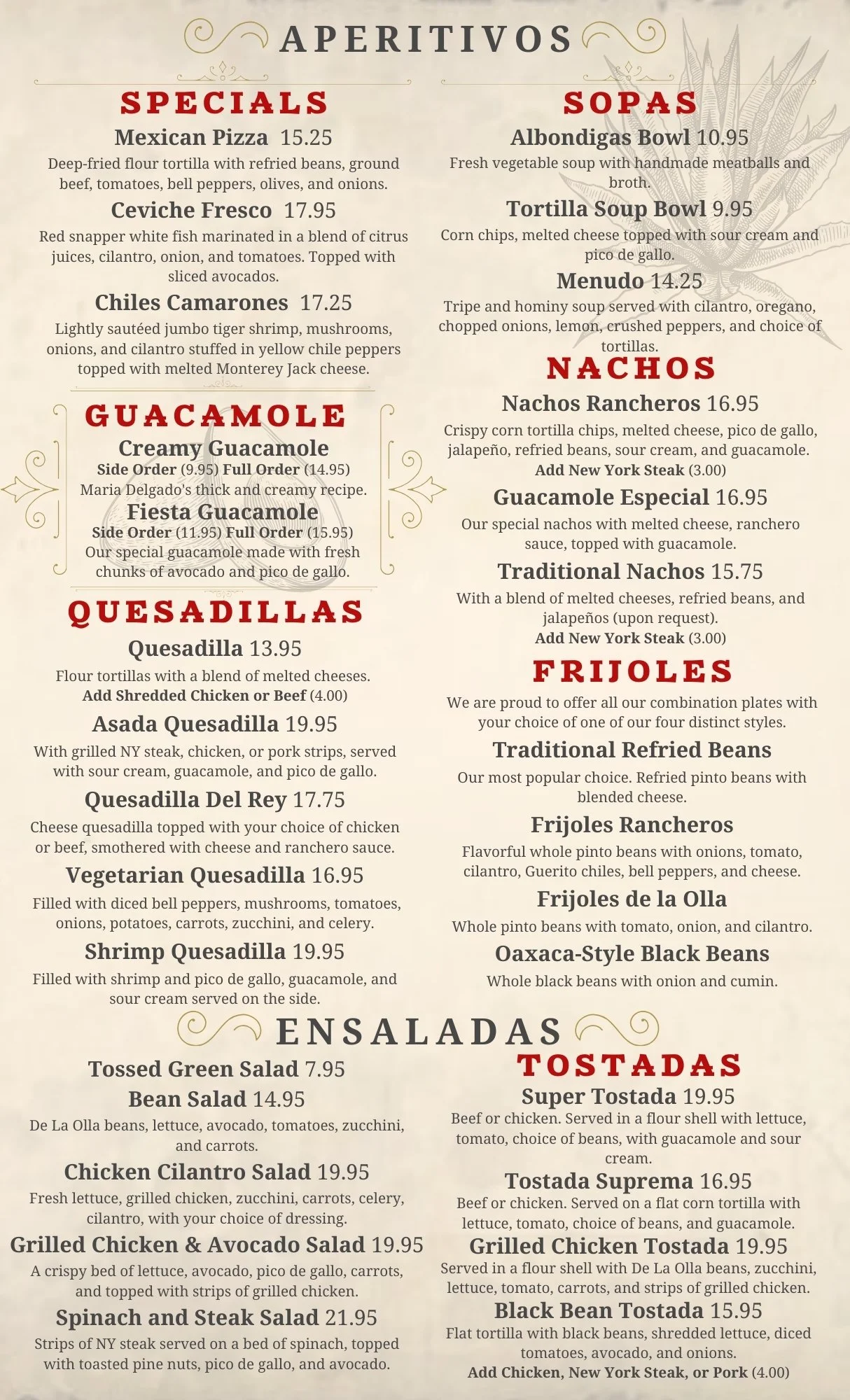 Menu | Discover Flavors – Reserve Now — Las Casuelas Original Restaurant