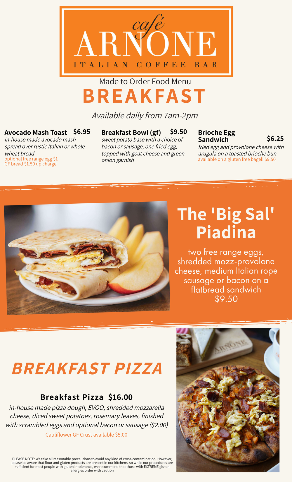 Menu — Café Arnone Italian Coffee Shop