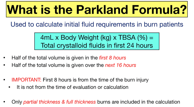 Parkland Formula for Burns: Pediatric and Adult Examples, Calculator ...