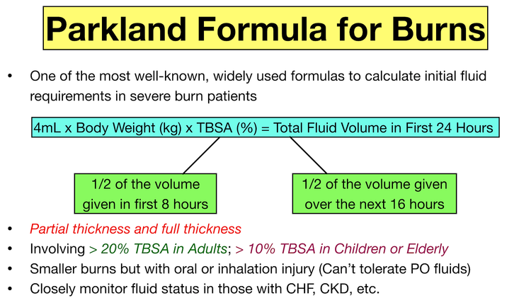 Parkland Formula for Burns: Pediatric and Adult Examples, Calculator ...