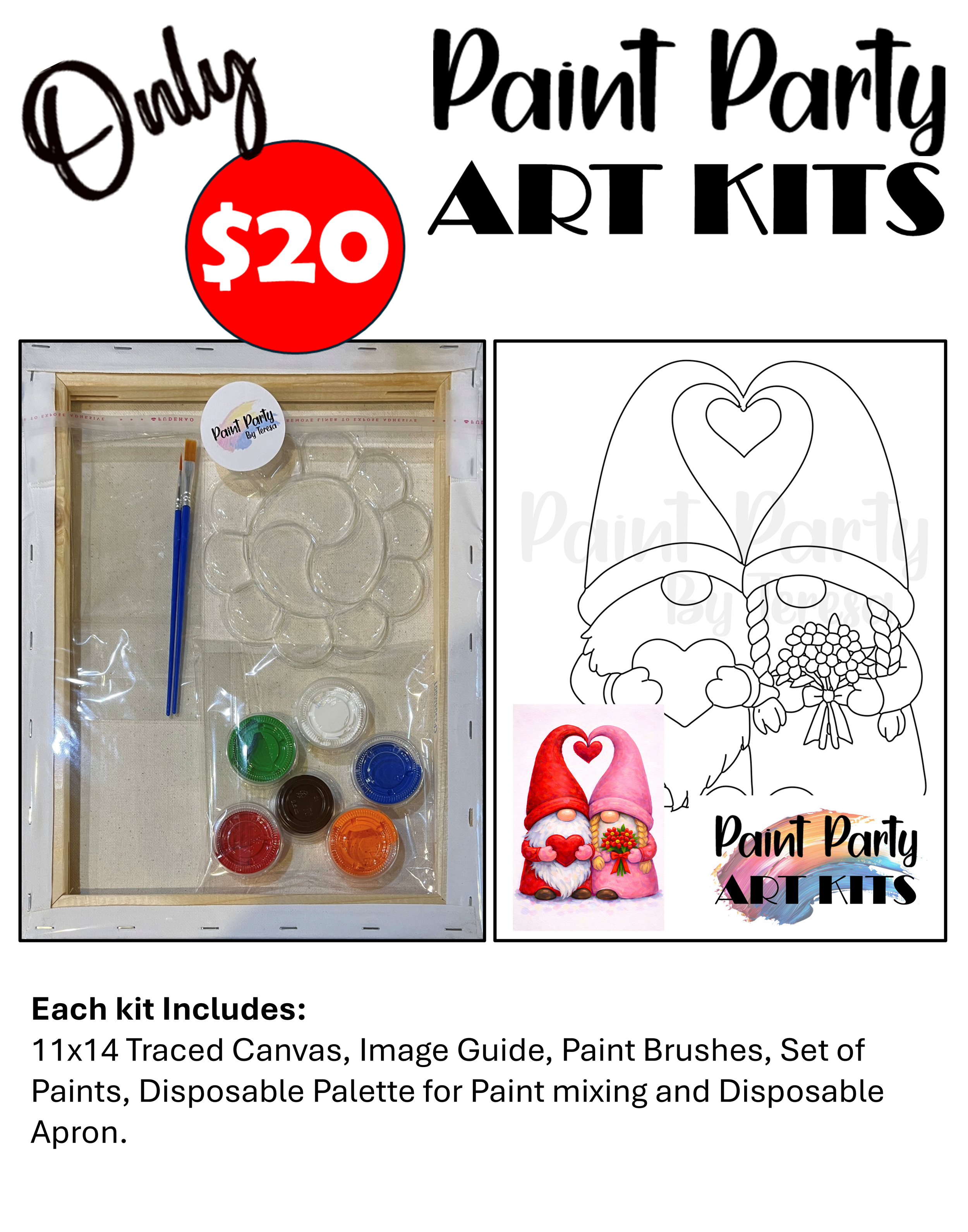 Paint Party Art Kit – Gnomes in Love — Paint Party By Teresa