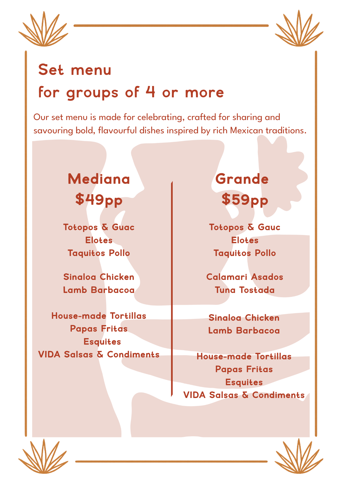 Menu | Discover Our Flavours — Vida
