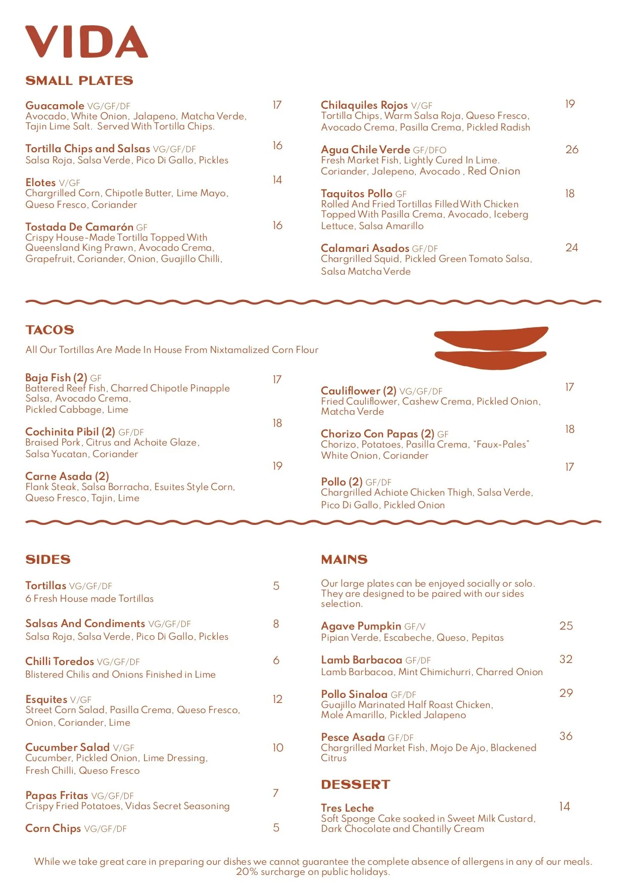 Menu | Discover Our Flavours — Vida
