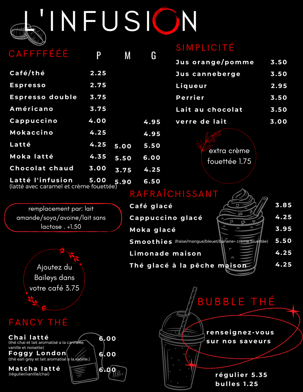 MENU — CAFÉ L'INFUSION