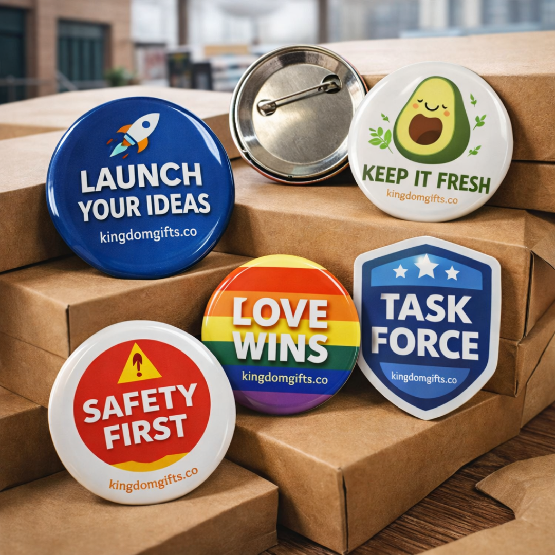 Custom Button Pin Badge Bulk Singapore | Branded Promotional Pins for ...