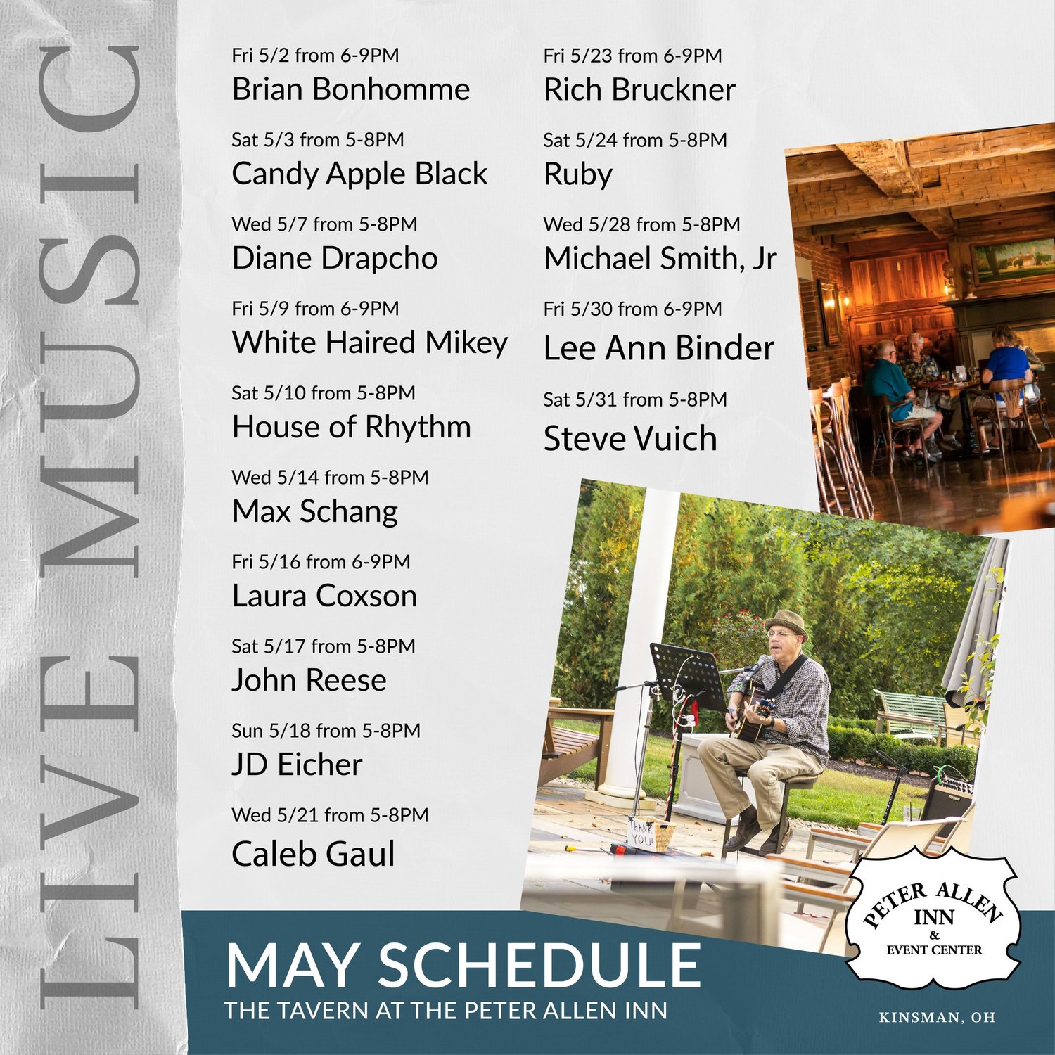 Upcoming Events at Peter Allen Inn | Live Music, Themed Dinners ...