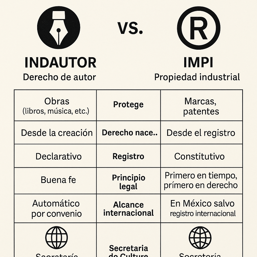 ¿INDAUTOR o IMPI? Diferencias clave para proteger tu obra o tu marca ...