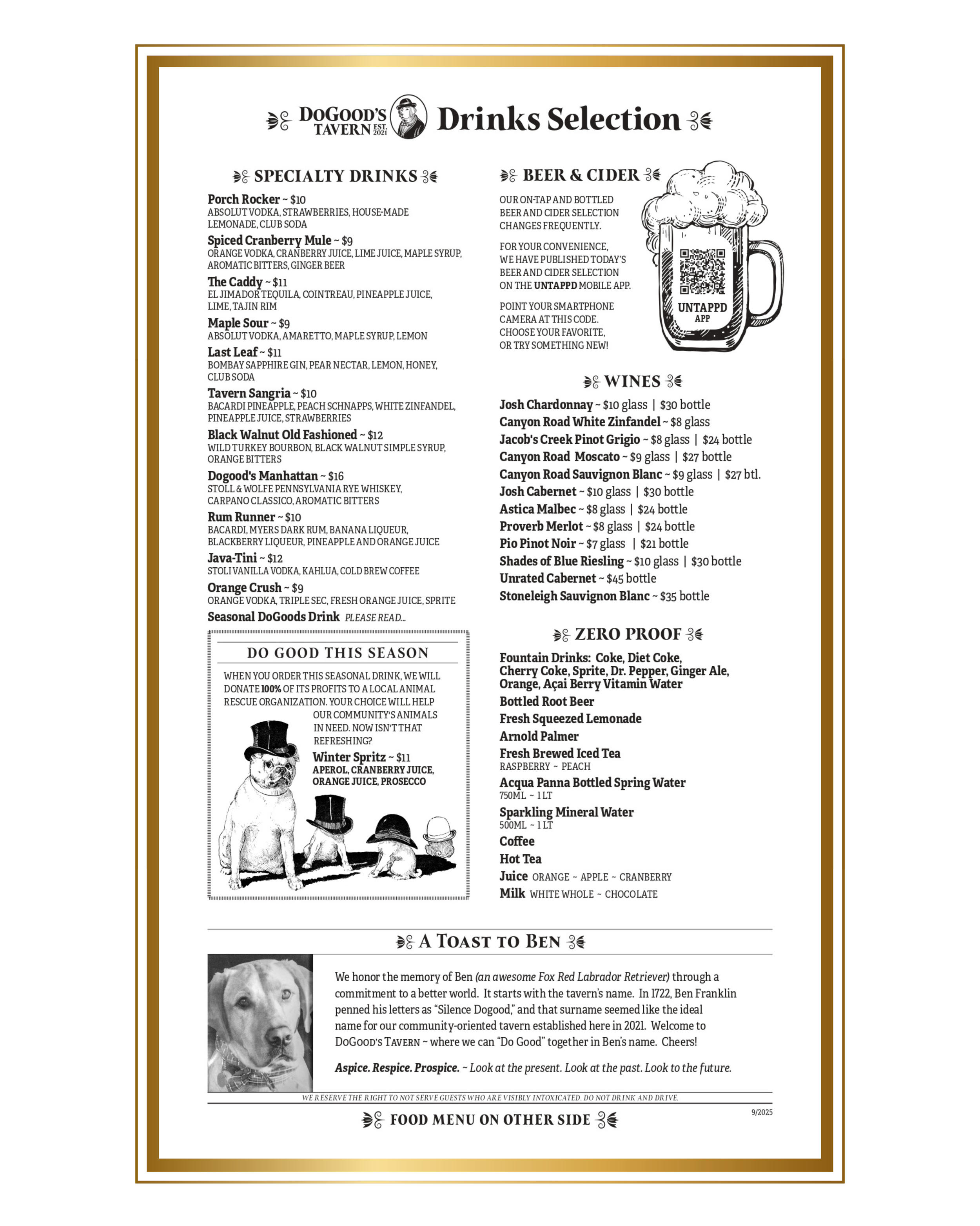 Menu | Explore Our Menu – Visit & Dine Today — DoGoods Tavern