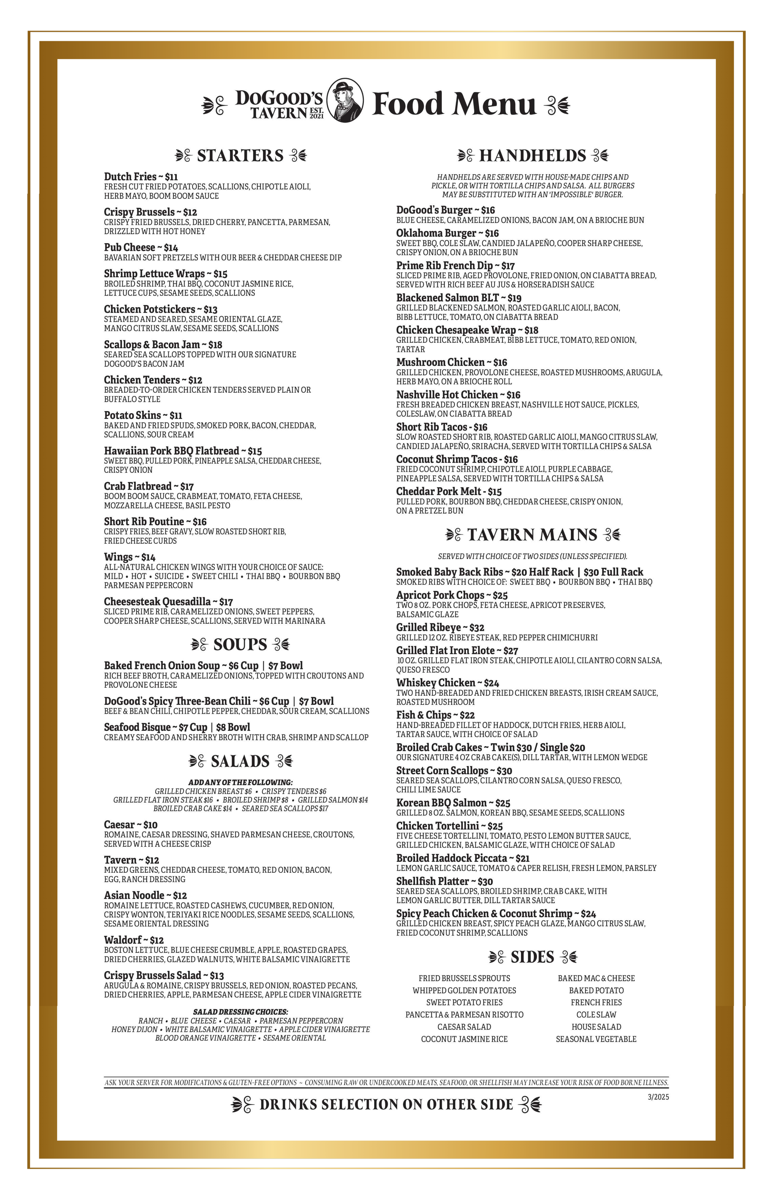 Menu — DoGoods Tavern