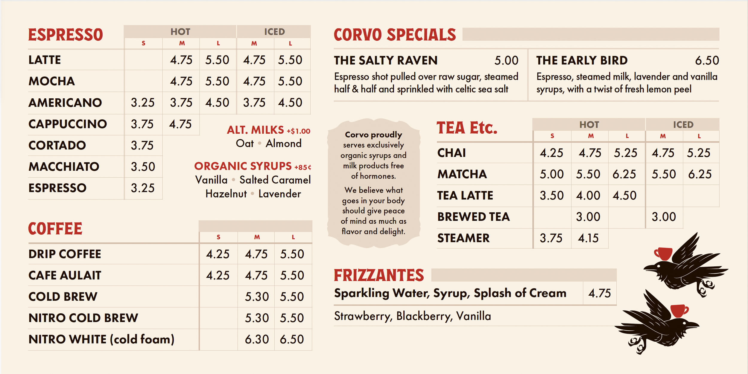 Menu — Corvo Coffee