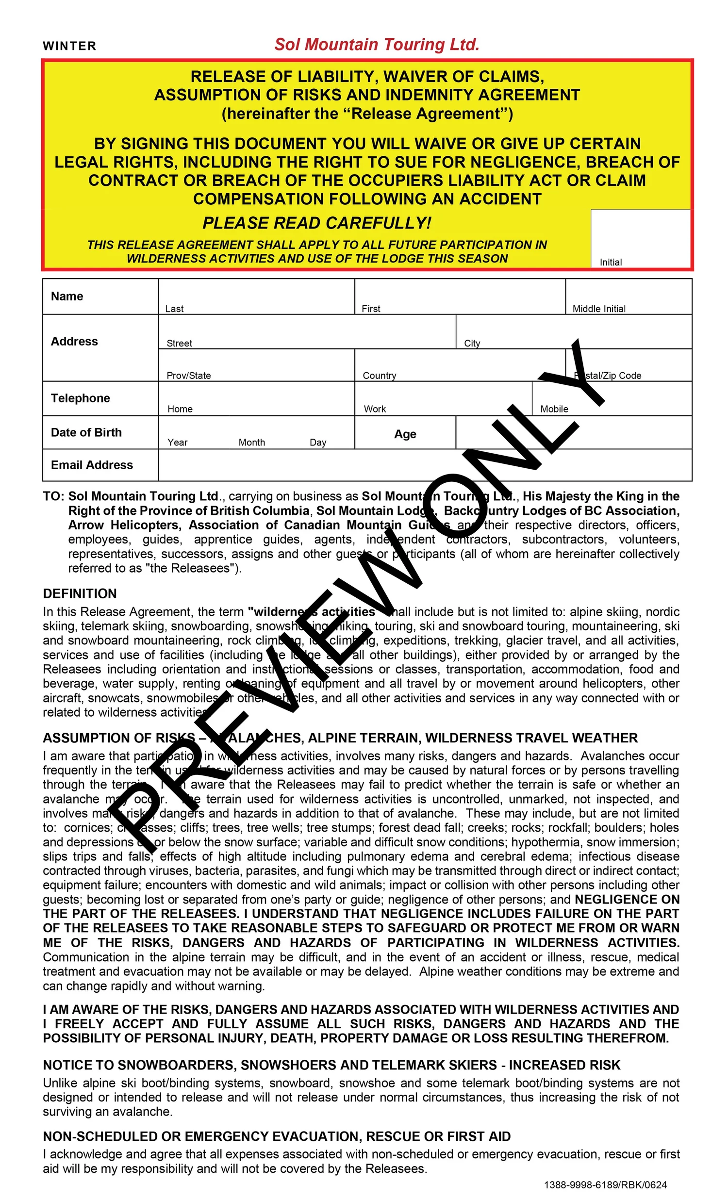 Digital Waiver and Registration — Sol Mountain Lodge – Experience the ...