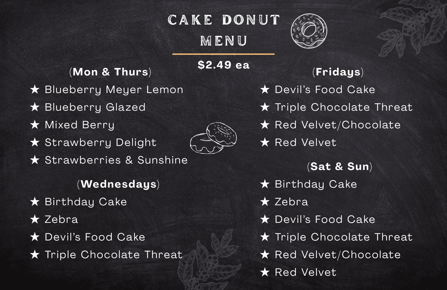 Donut Menu — Doughlicious Donuts