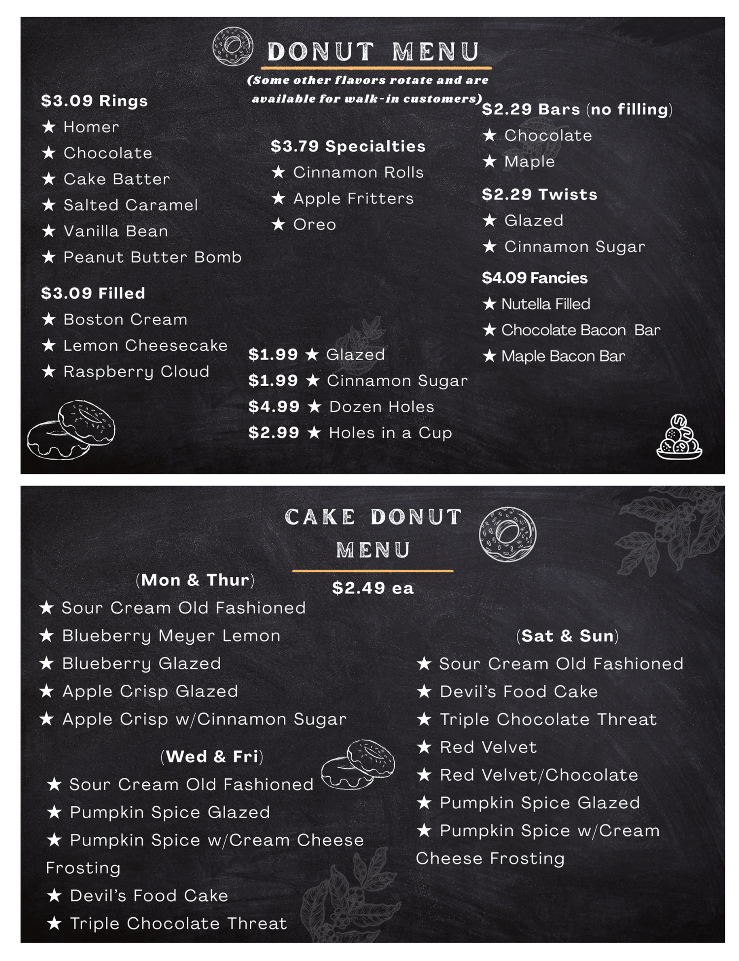 Donut Menu — Doughlicious Donuts