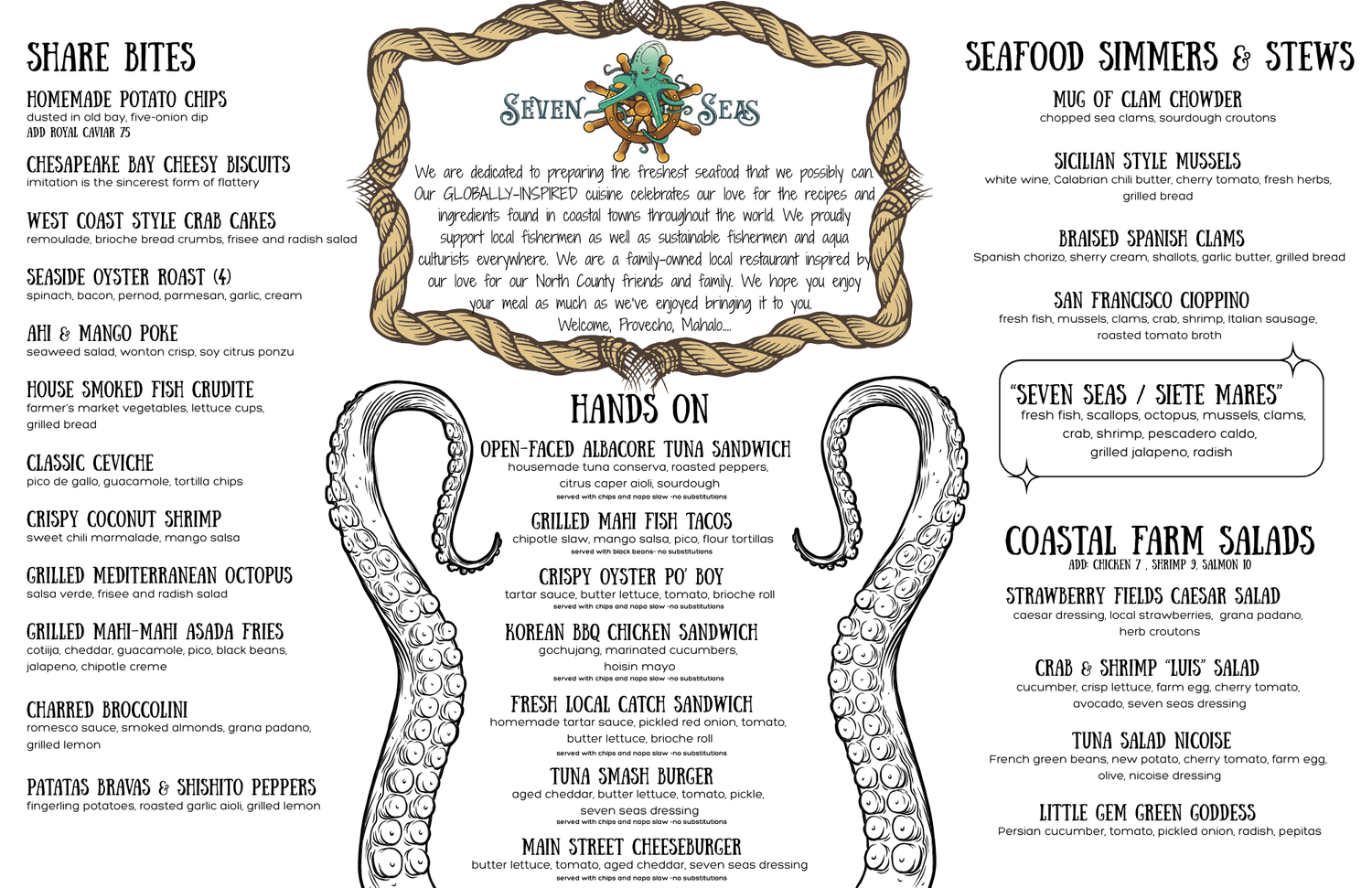 Menus — Seven Seas