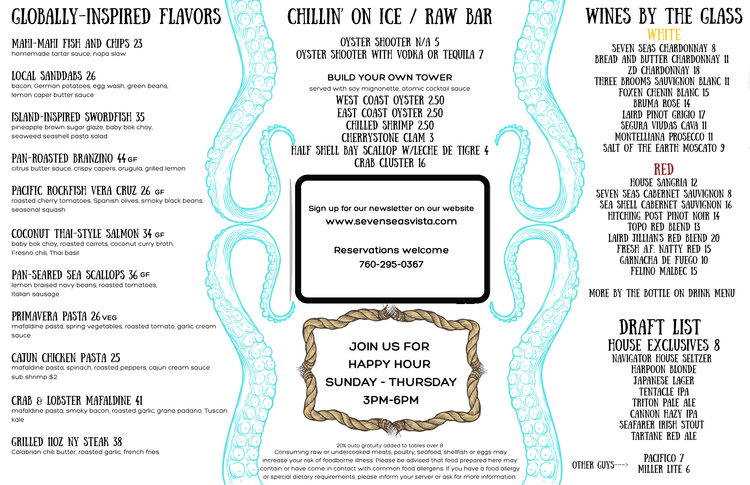 Menus — Seven Seas