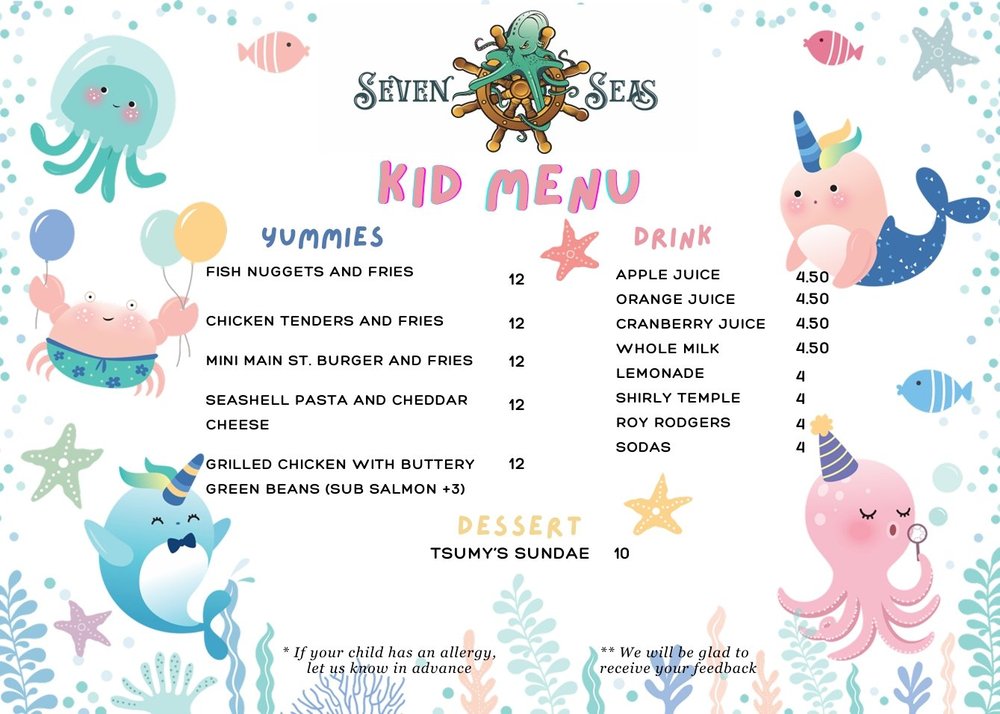 Menus — Seven Seas