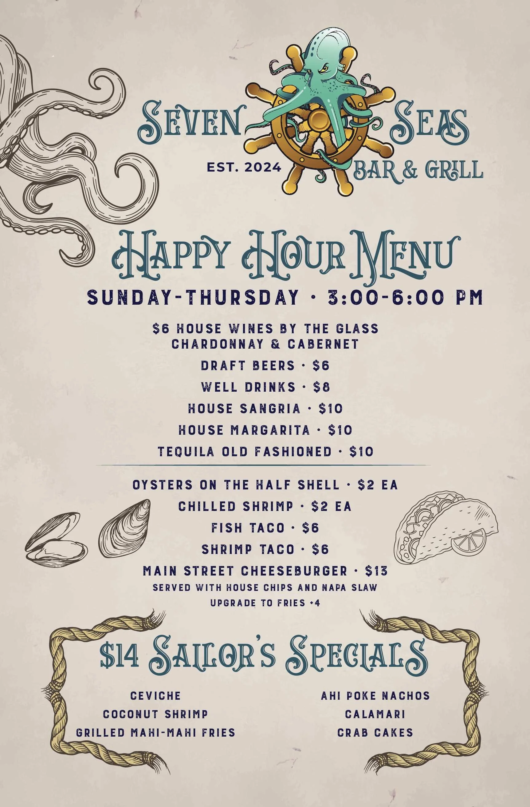Menus — Seven Seas