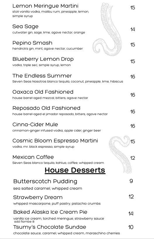Menus — Seven Seas
