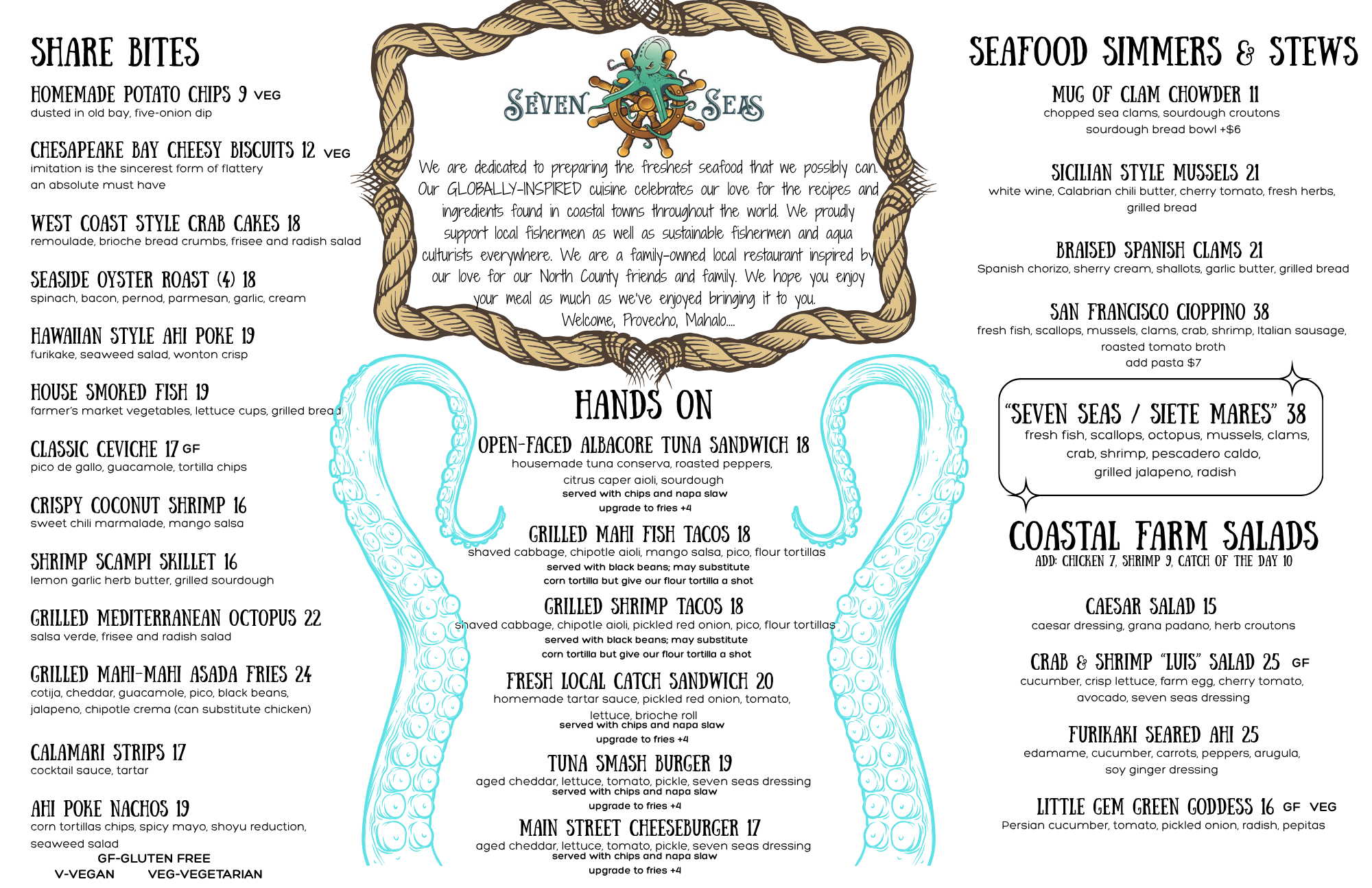 Menus — Seven Seas