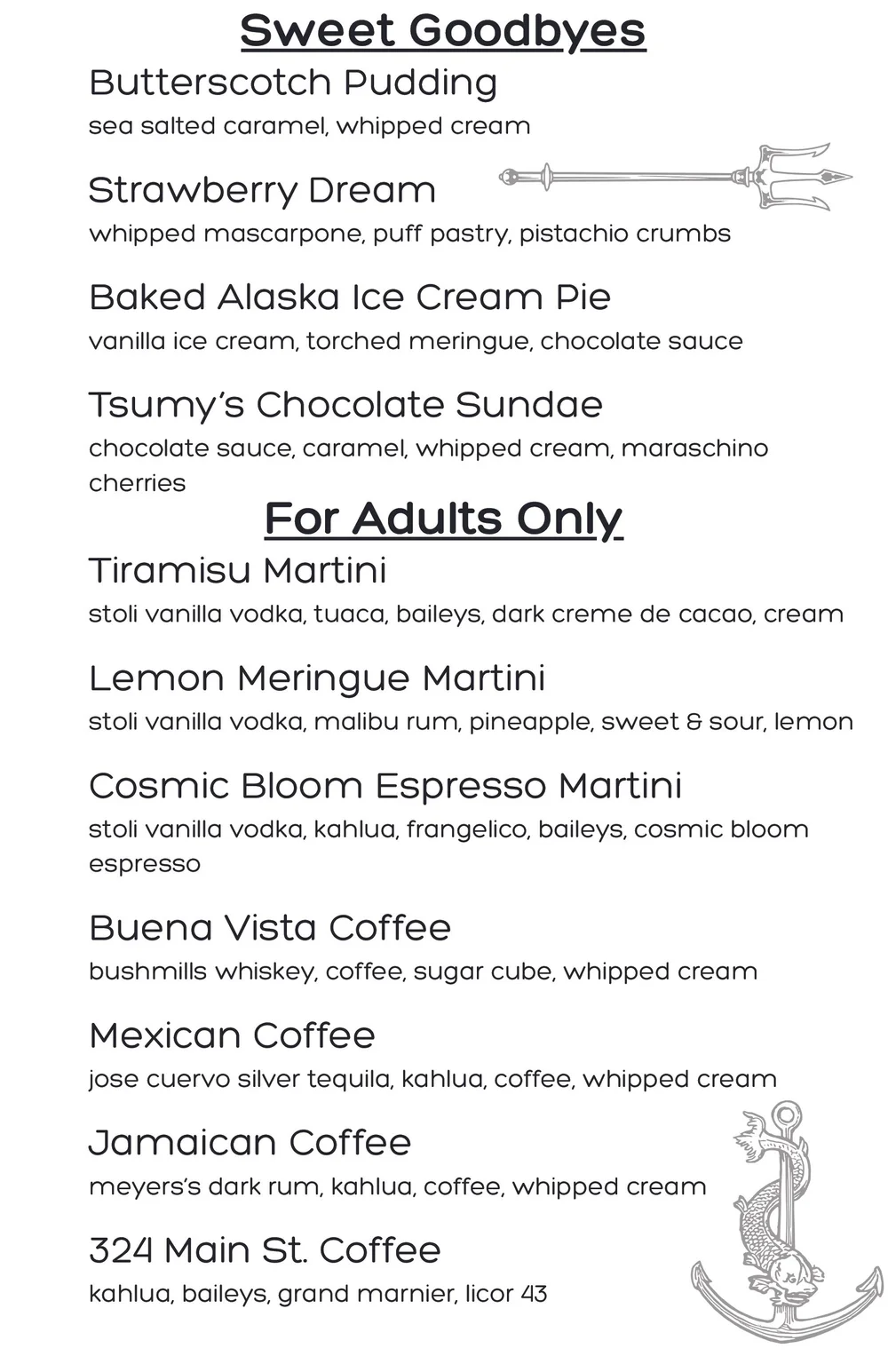 Menus — Seven Seas