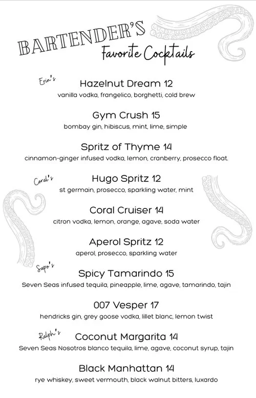 Menus — Seven Seas