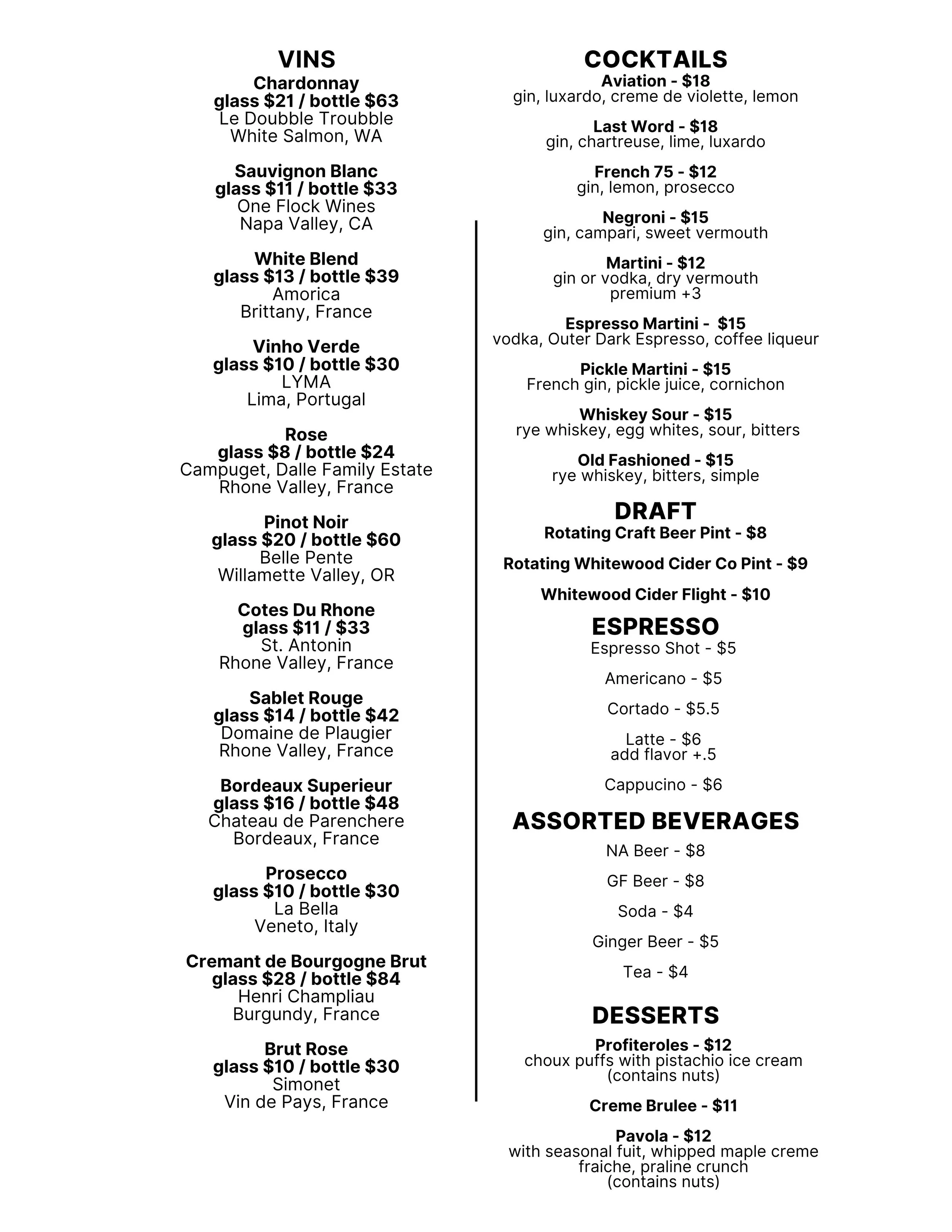 Menu | Discover Flavors Today - Reserve Now — BAR C'EST L'EAU