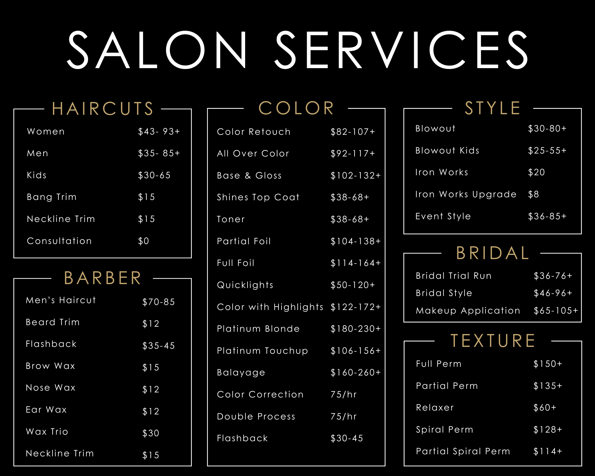 Salon Services — FOUSHEE salonspa