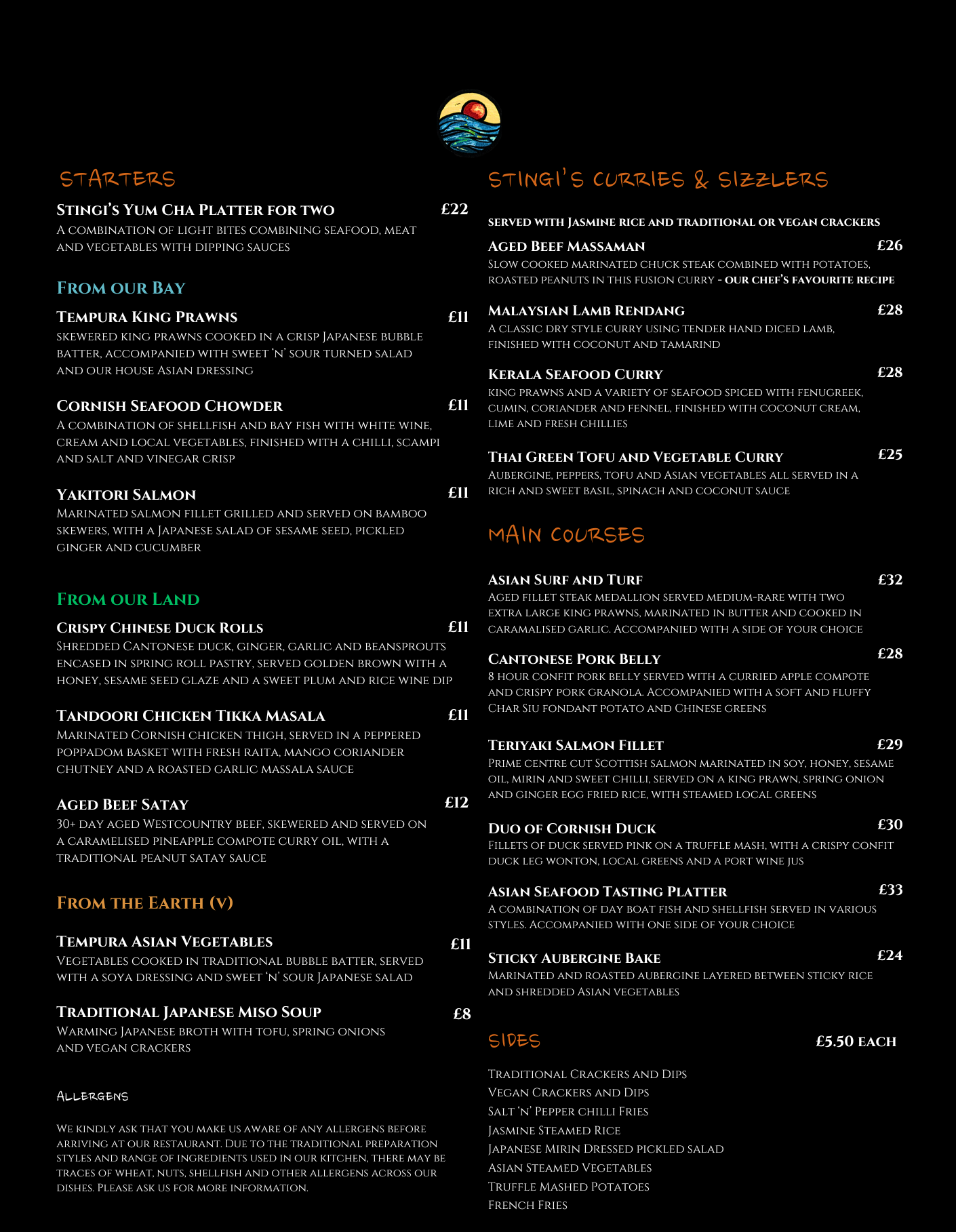 Sample Menu | Explore Global Tastes — Stingi's Restaurant