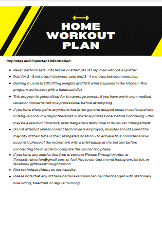 Home Workout Program — Fitness Through Motion