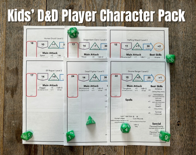 Kids' Dungeons & Dragons Player Character Pack — The Kids Table DnD ...
