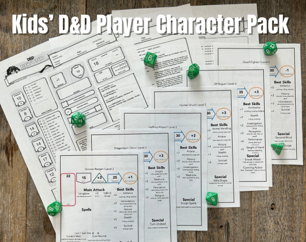 Kids' Dungeons & Dragons Player Character Pack — The Kids Table DnD ...
