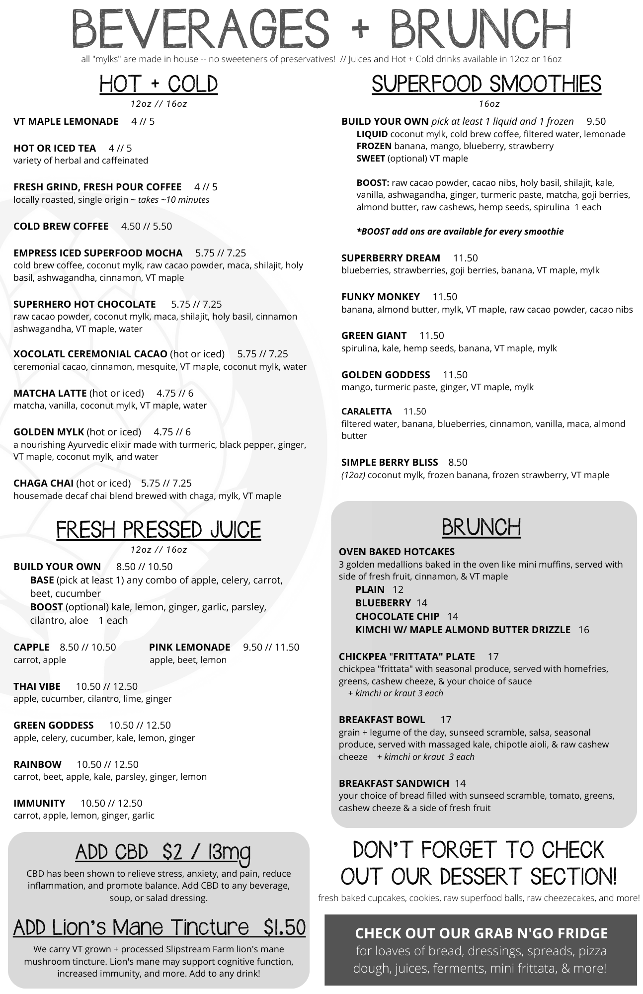 Menu — Superfresh! Organic Café