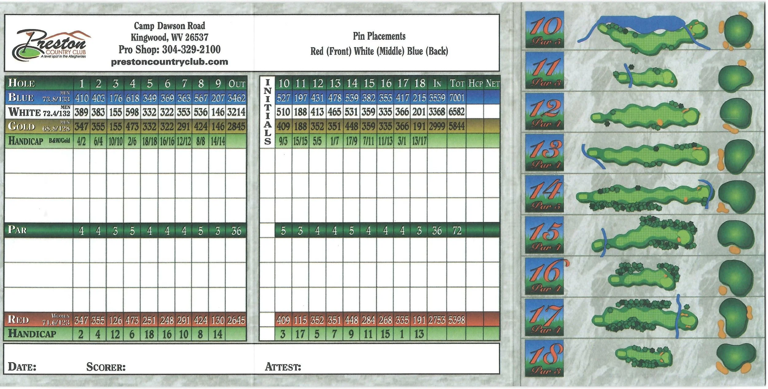 Scorecard — Preston Country Club