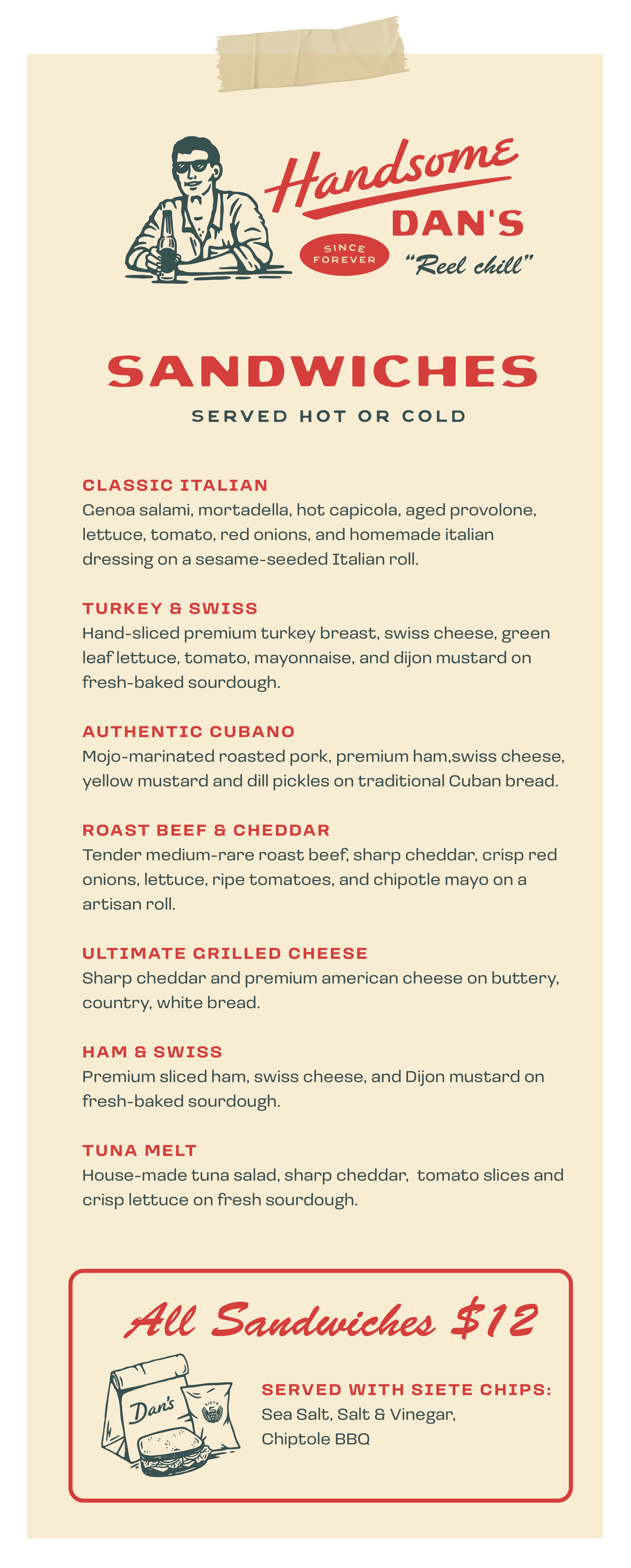 Menu 1 — Handsome Dan's Bait Shop: Beer | Sandwiches | Patio