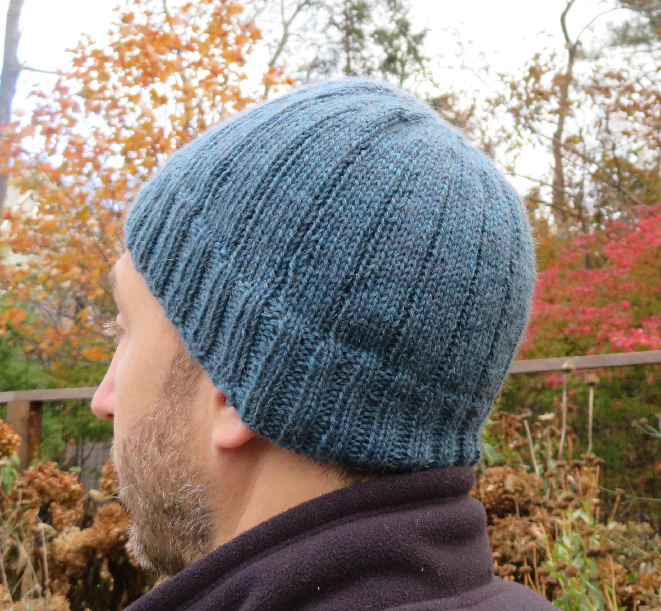 Easy hat knitting pattern with a simple slip stitch pattern using aran ...
