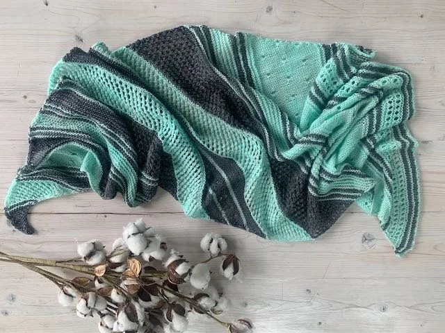 Lace shawl knitting pattern that uses easy yarn over stitches to evoke ...