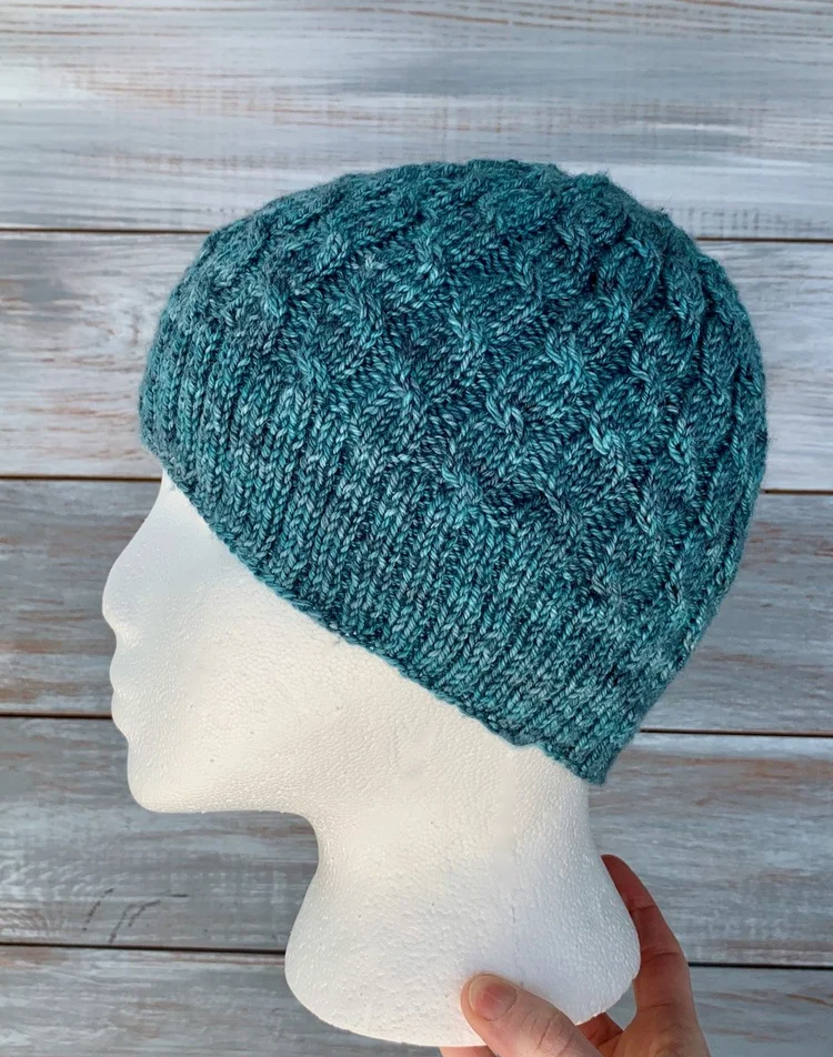 Easy hat knitting pattern with a simple slip stitch pattern using aran ...