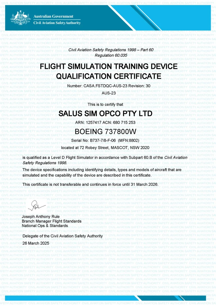 Boeing 737 Level D Full Flight Simulator — Salus Sim | A Navinci Group ...